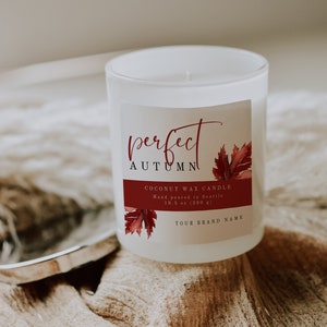 Trendy Autumn Candle Labels, Customizable Canva Template, Editable Fall ...