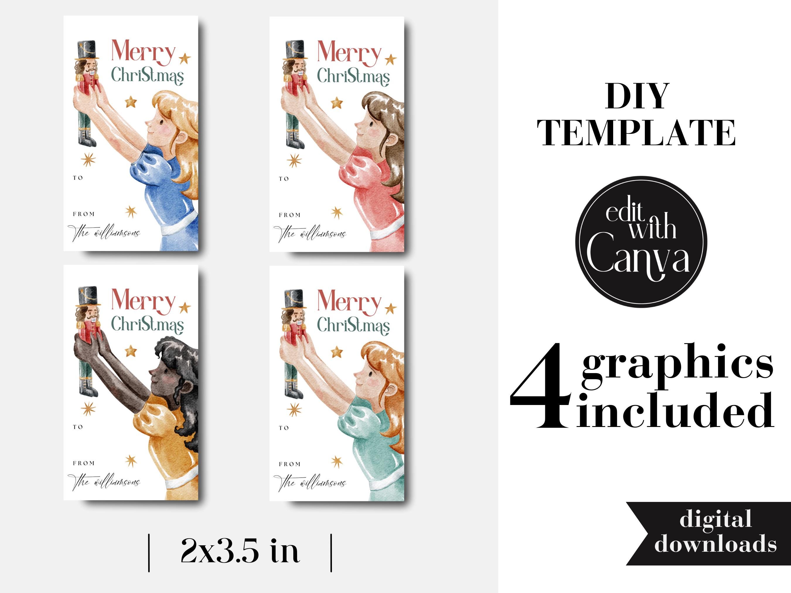 Editable Nutcracker Christmas Gift Tag Template, Instant Download Merry ...