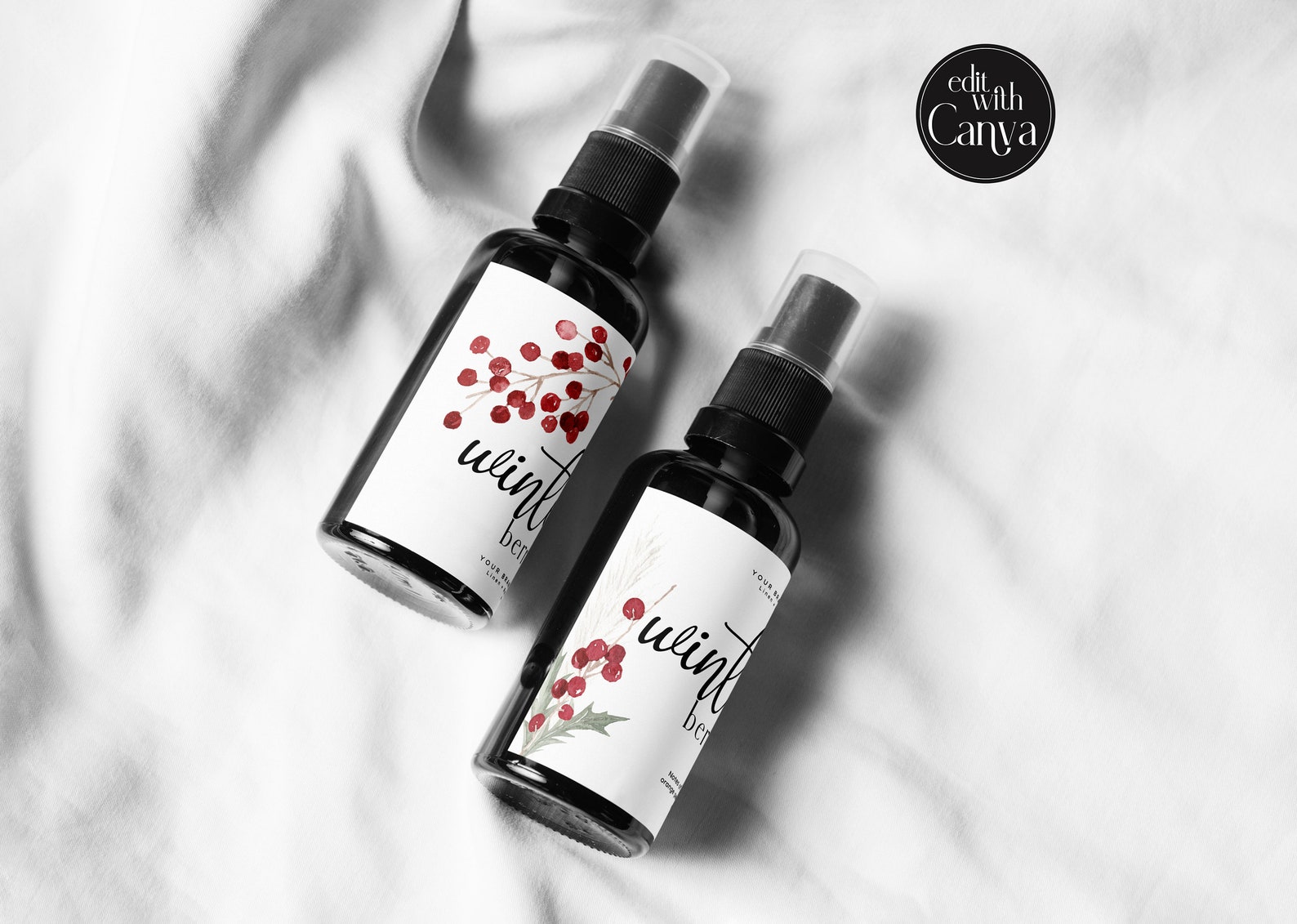 Editable Room Spray Label Template Canva, DIY Christmas Linen Spray ...