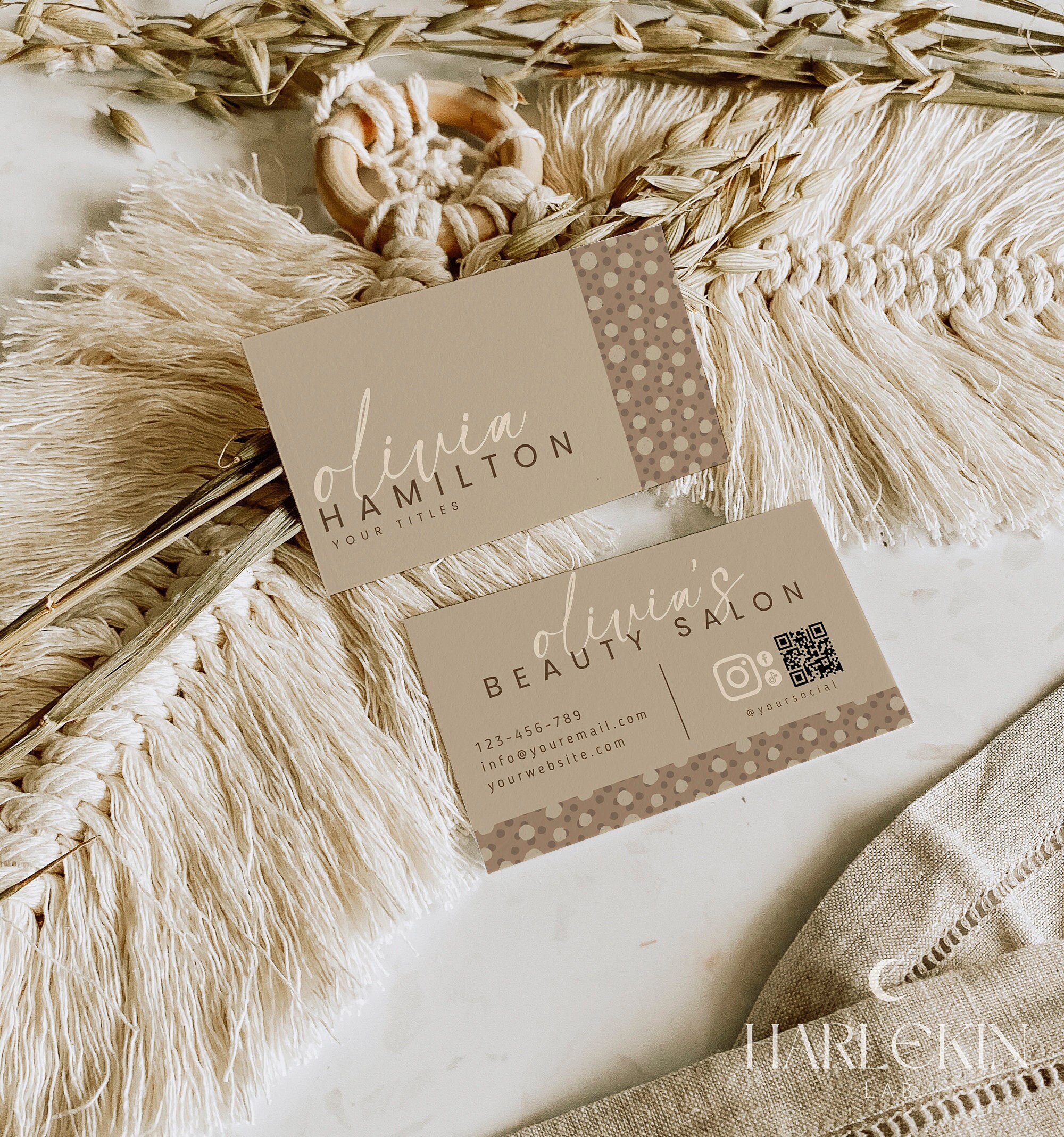 Printable Business Card With QR Code, Animal Prints Name Card Template ...