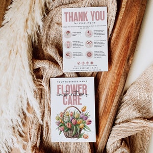 Editable Florist Care Card Template, Minimalist Flowers Care ...