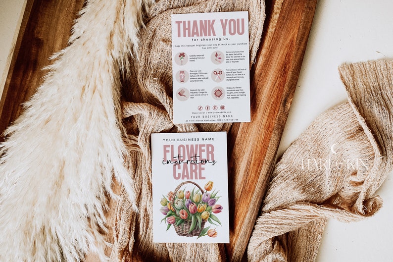 Editable Florist Care Card Template, Minimalist Flowers Care ...