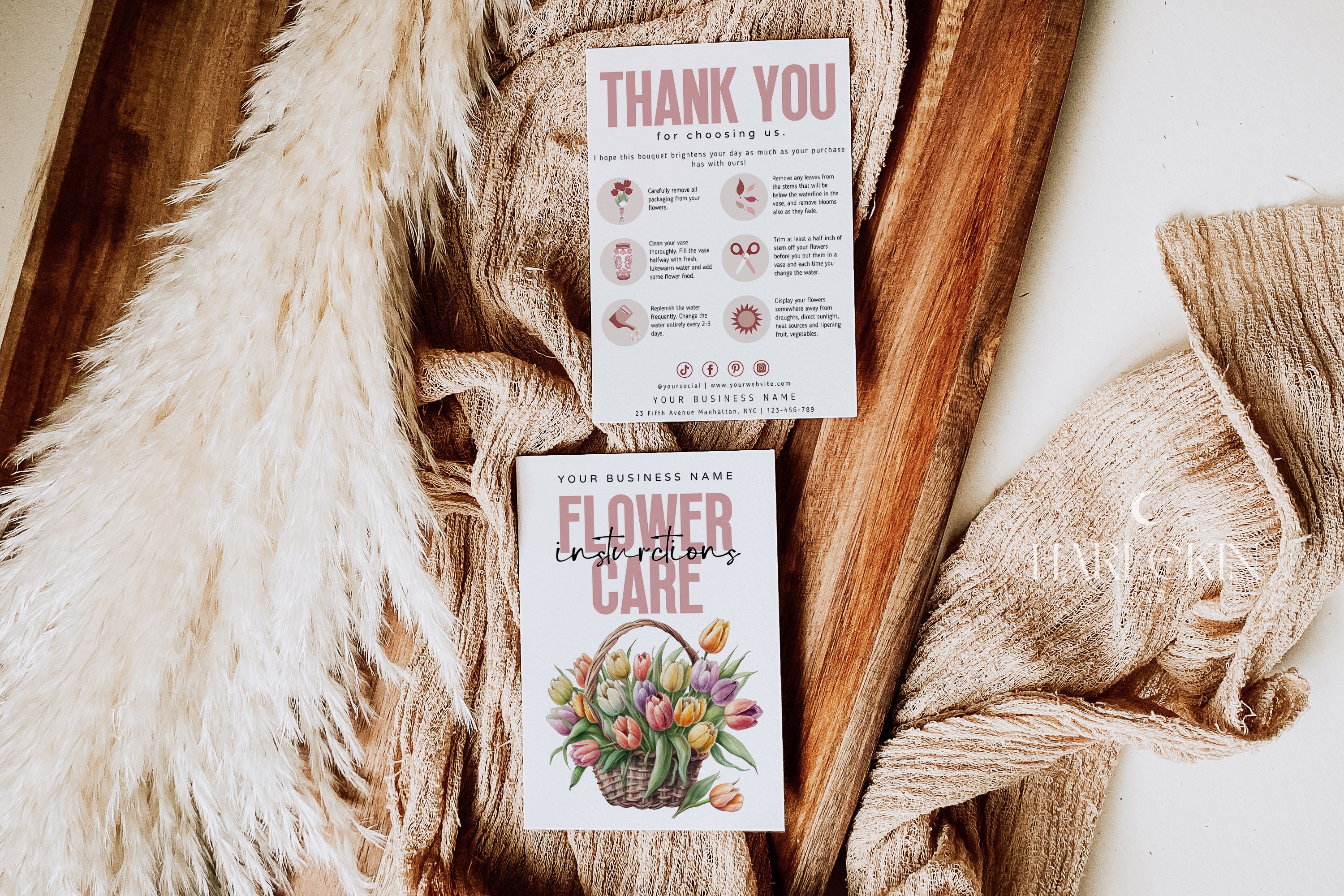 Editable Florist Care Card Template, Minimalist Flowers Care ...