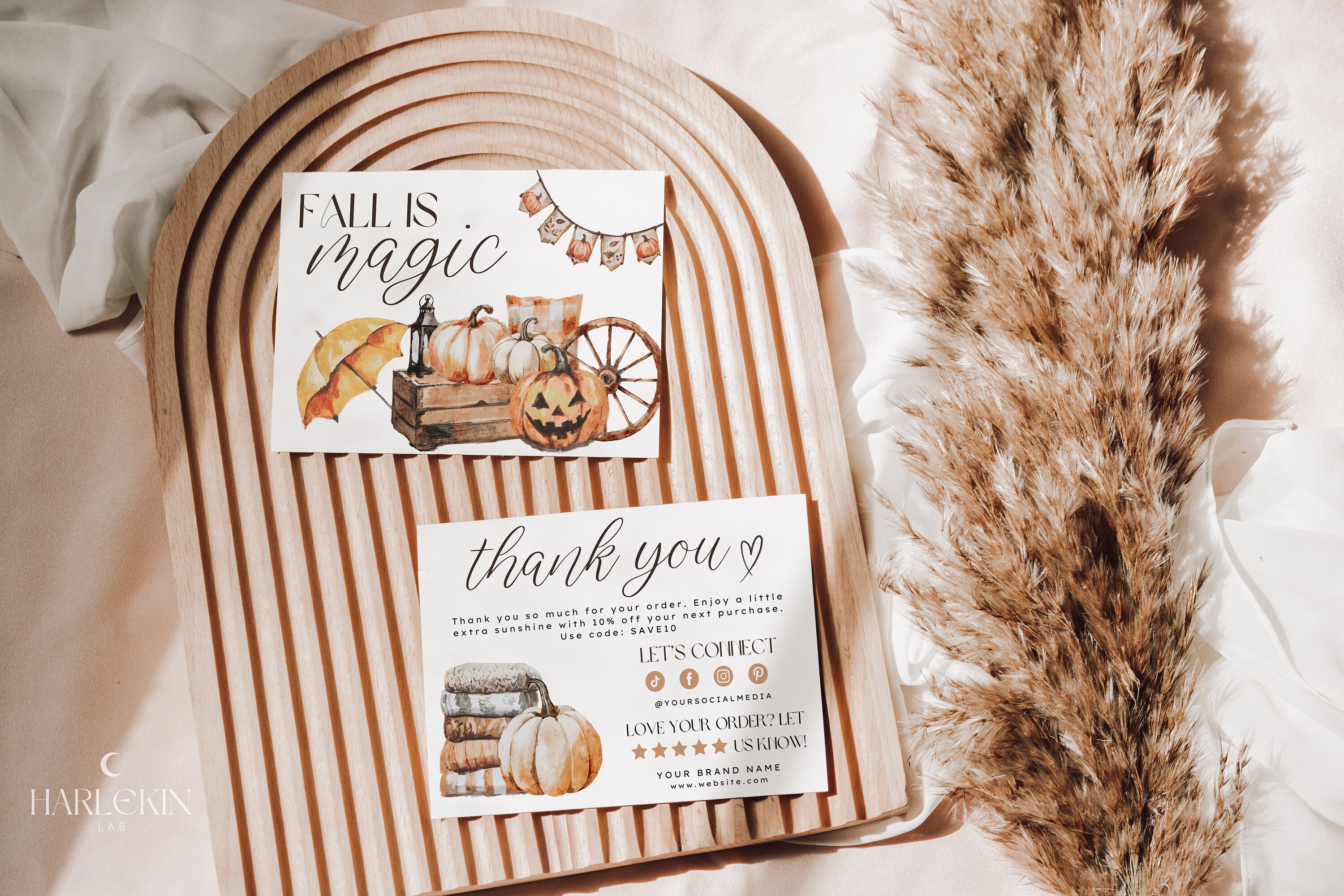 Editable Autumn Thank You Card, Customizable Fall Thanks Note, Modern ...