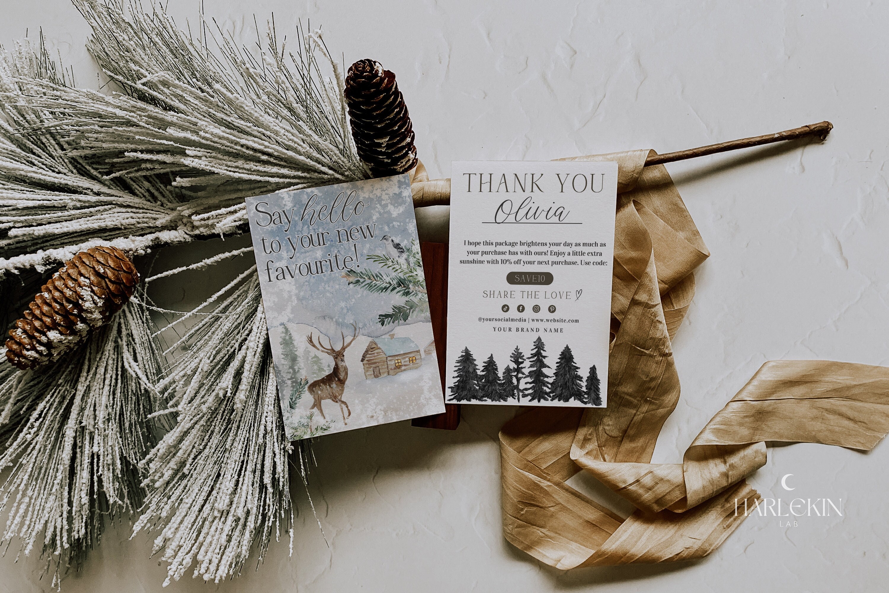 Editable Snowy Christmas Thank You Card, Customizable Thanks Note ...