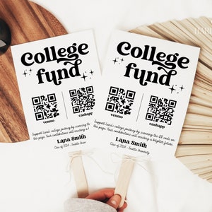 Editable College Fund Sign Template, DIY Grad Party QR Code Sign, Venmo ...