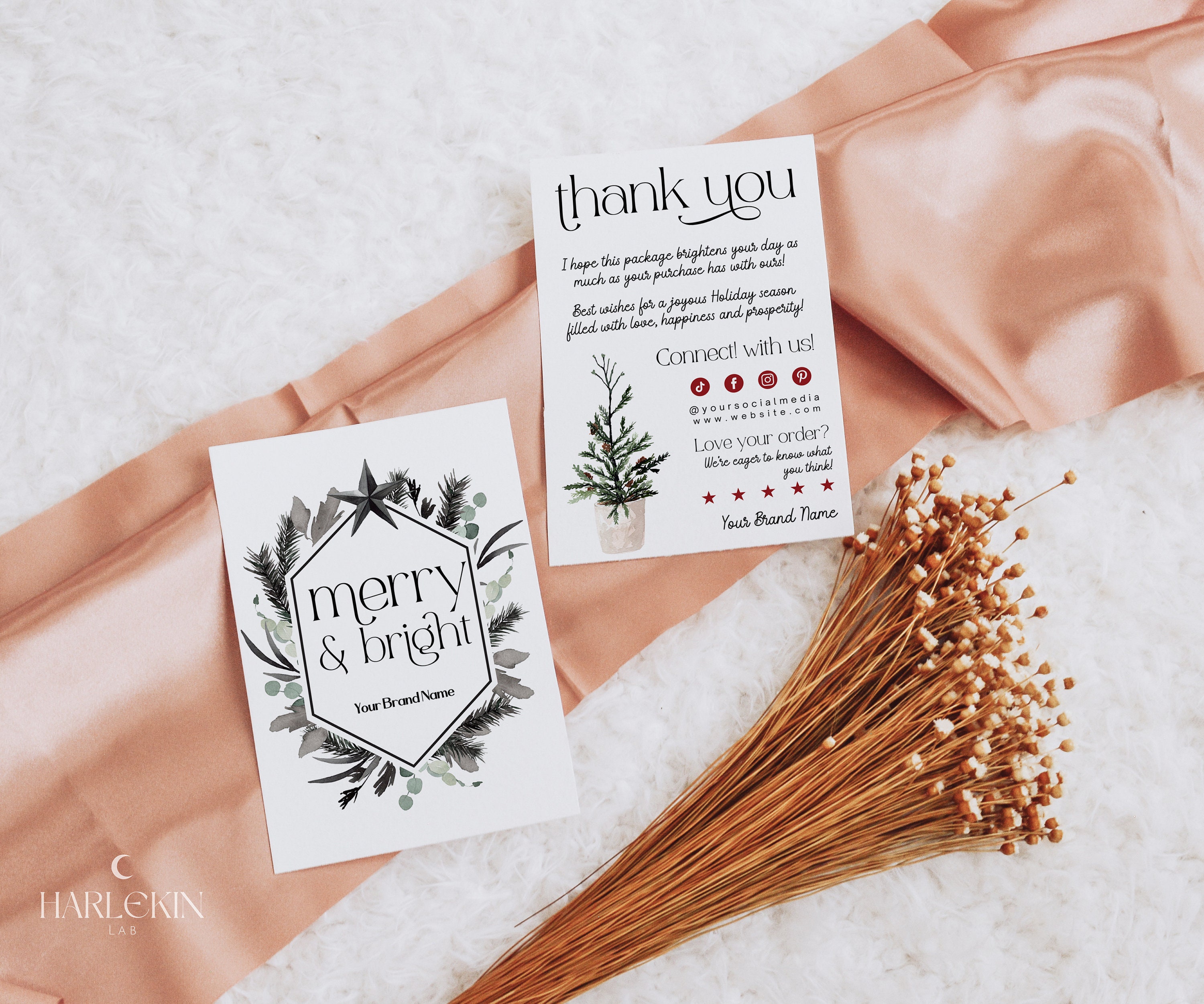 Editable Christmas Thank You Card, Customizable Thanks Note, DIY Winter ...