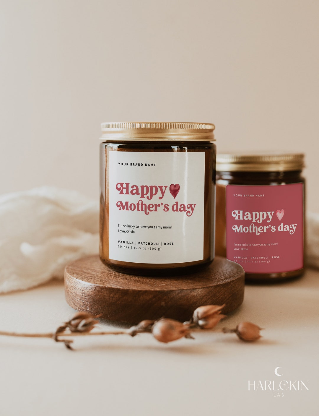 Editable Mothers Day Candle Label, Customizable Canva Template, DIY ...