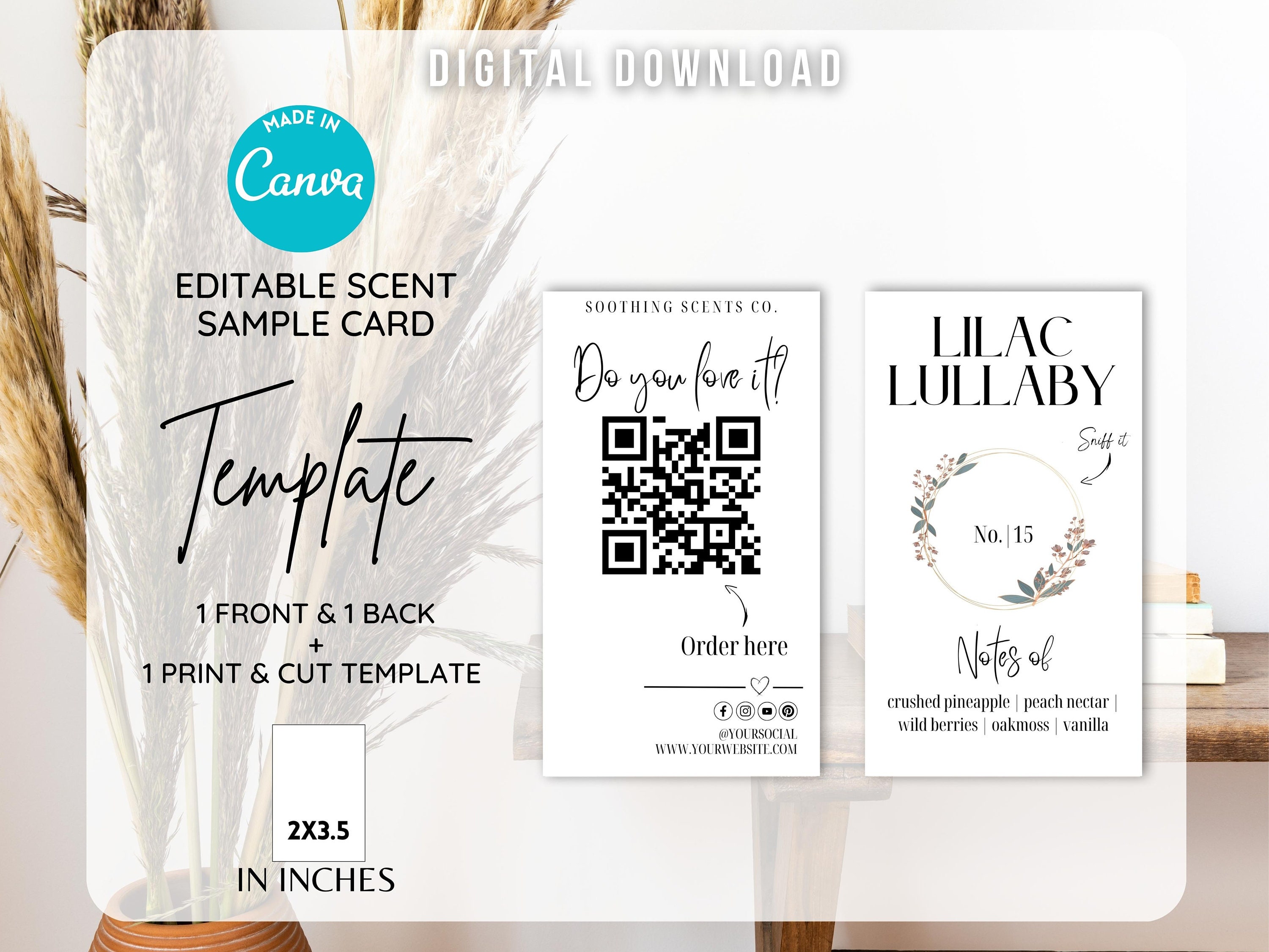 Candle Scent Card Template, Editable Business Tester Card, Wax Melt ...