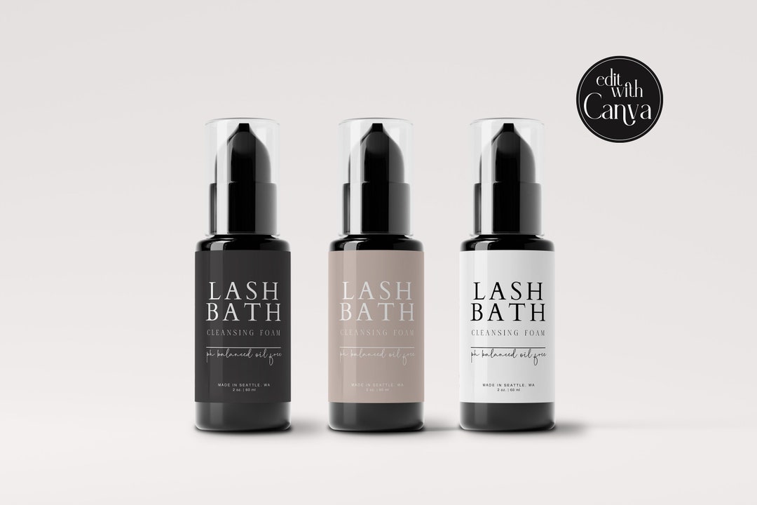 Editable Lash Bath Label Template, DIY Wrap Eyelash Cleanser Foam Label ...