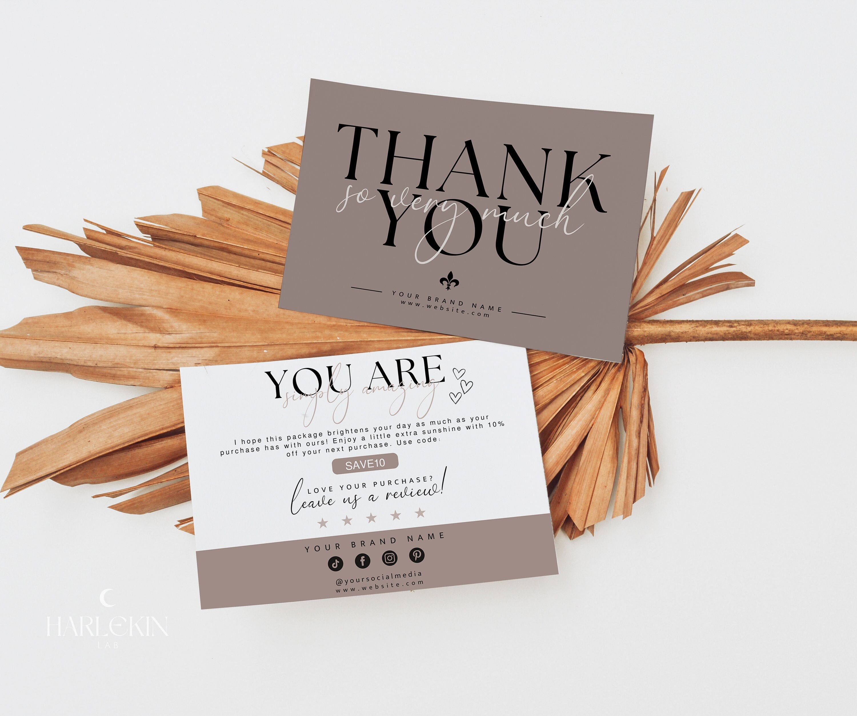 Editable Thank You Card, Custom Thanks Note, Package Insert, DIY ...