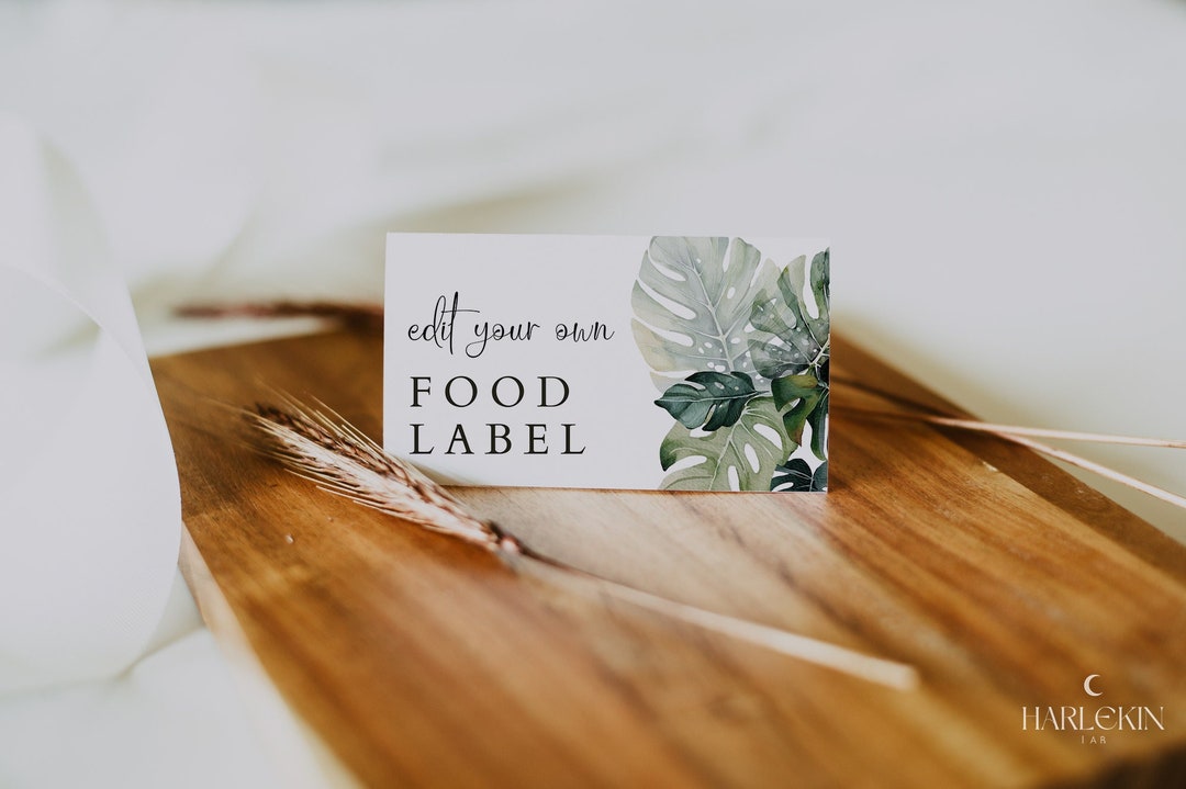 Editable Buffet Card Template, DIY Food Labels, Greenery Tent Cards ...