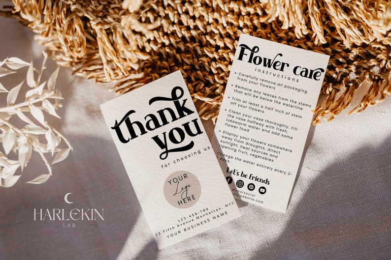 Editable Florist Hang Tag Template, Customizable Minimal Flowers Care ...