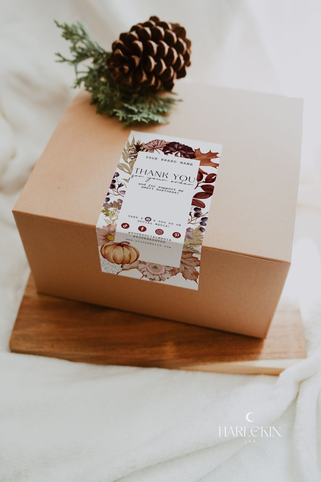 Editable Autumn Box Label Template, Seasonal Shipping Label Design ...