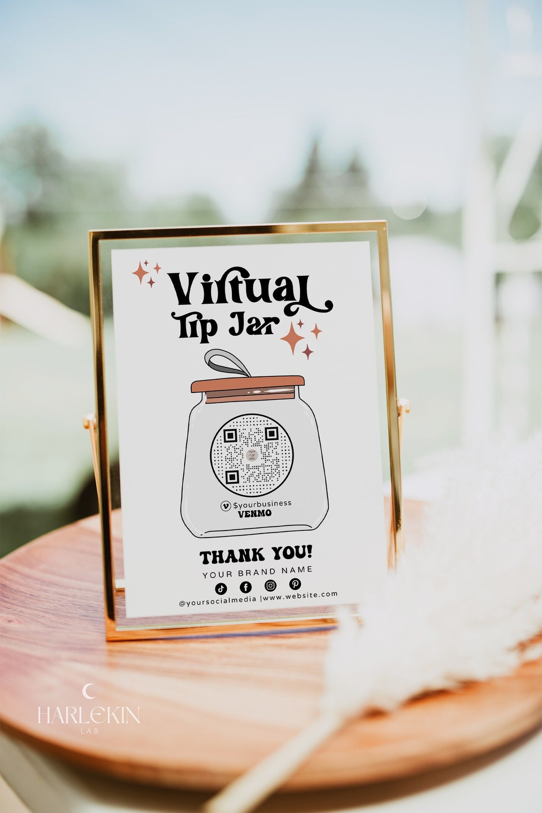 Editable Retro Virtual Tip Jar, DIY Canva Sign Template, Instant ...