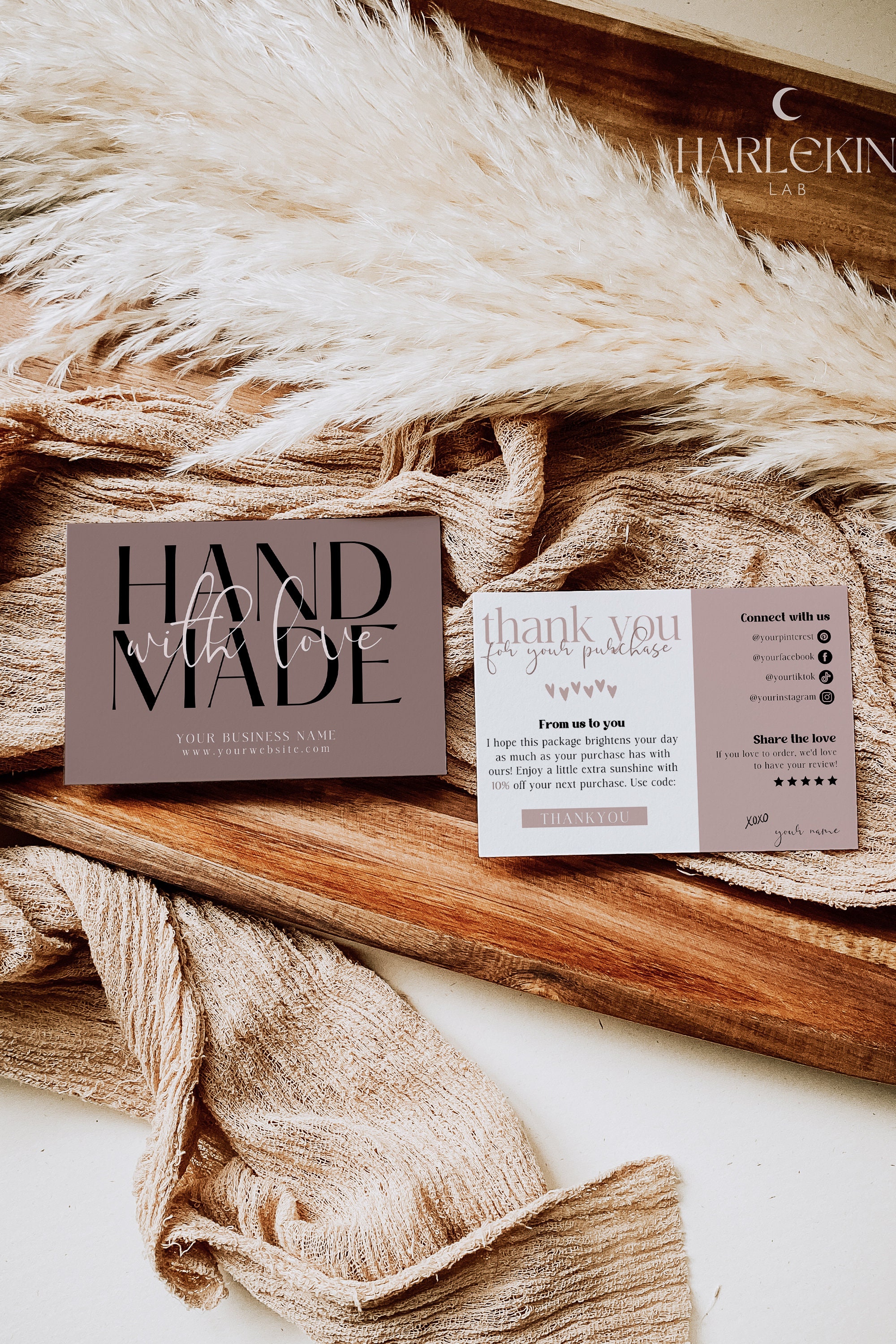 Editable Thank You Card, Customizable Thanks Note, Package Insert ...