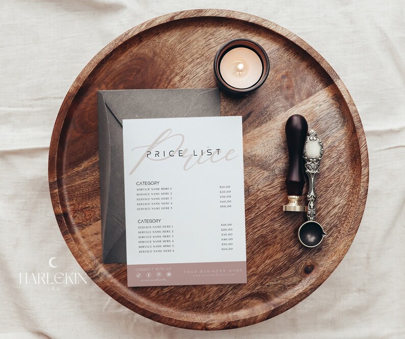 Editable Elegant Vendor Price List DIY Printable Salon Price - Etsy