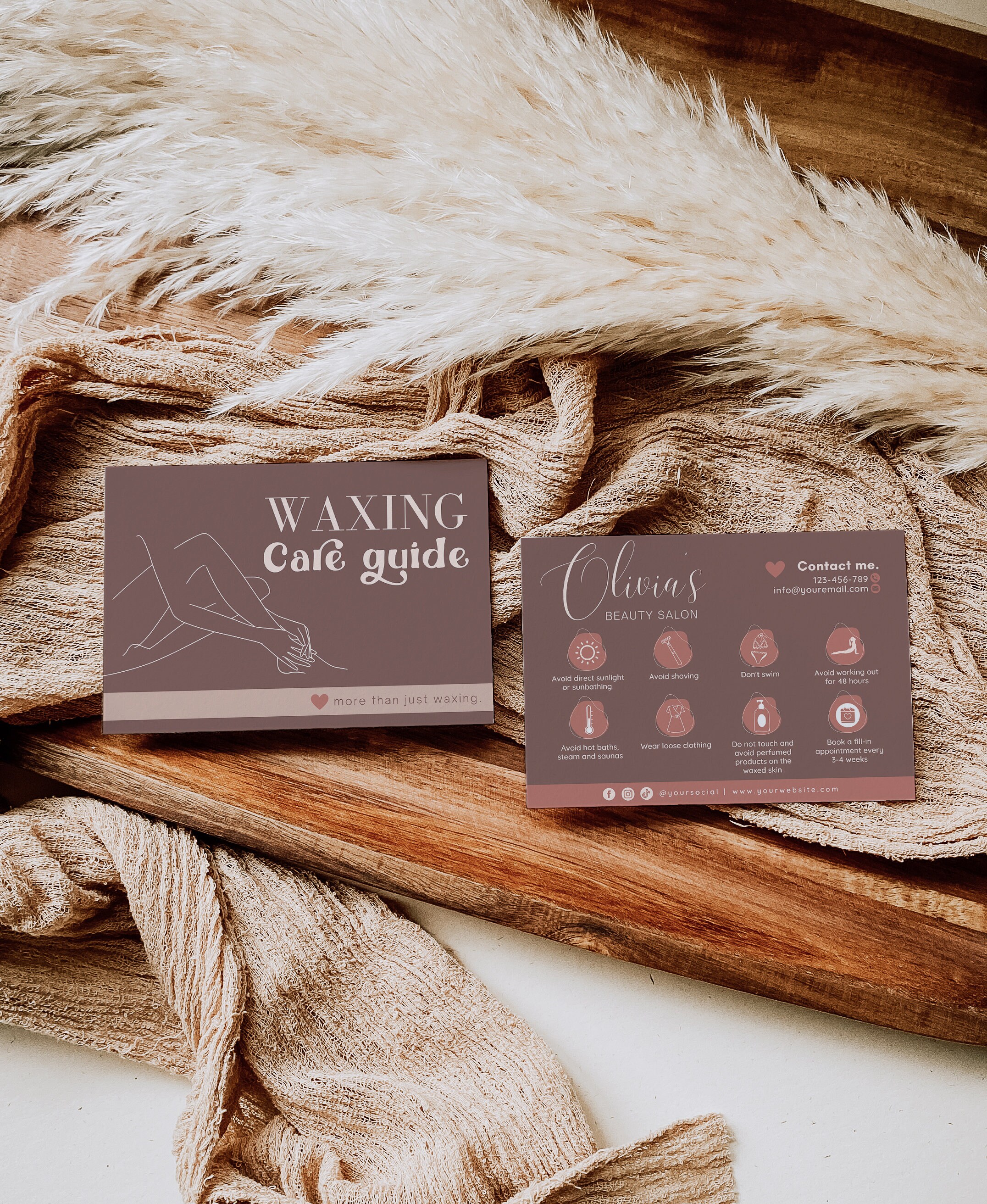Editable Waxing Aftercare Card Template, DIY Hair Wax Care Card, Waxing ...