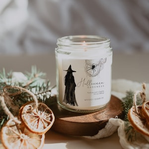 Halloween Candle Label Set, Customizable Canva Template, DIY Autumn ...