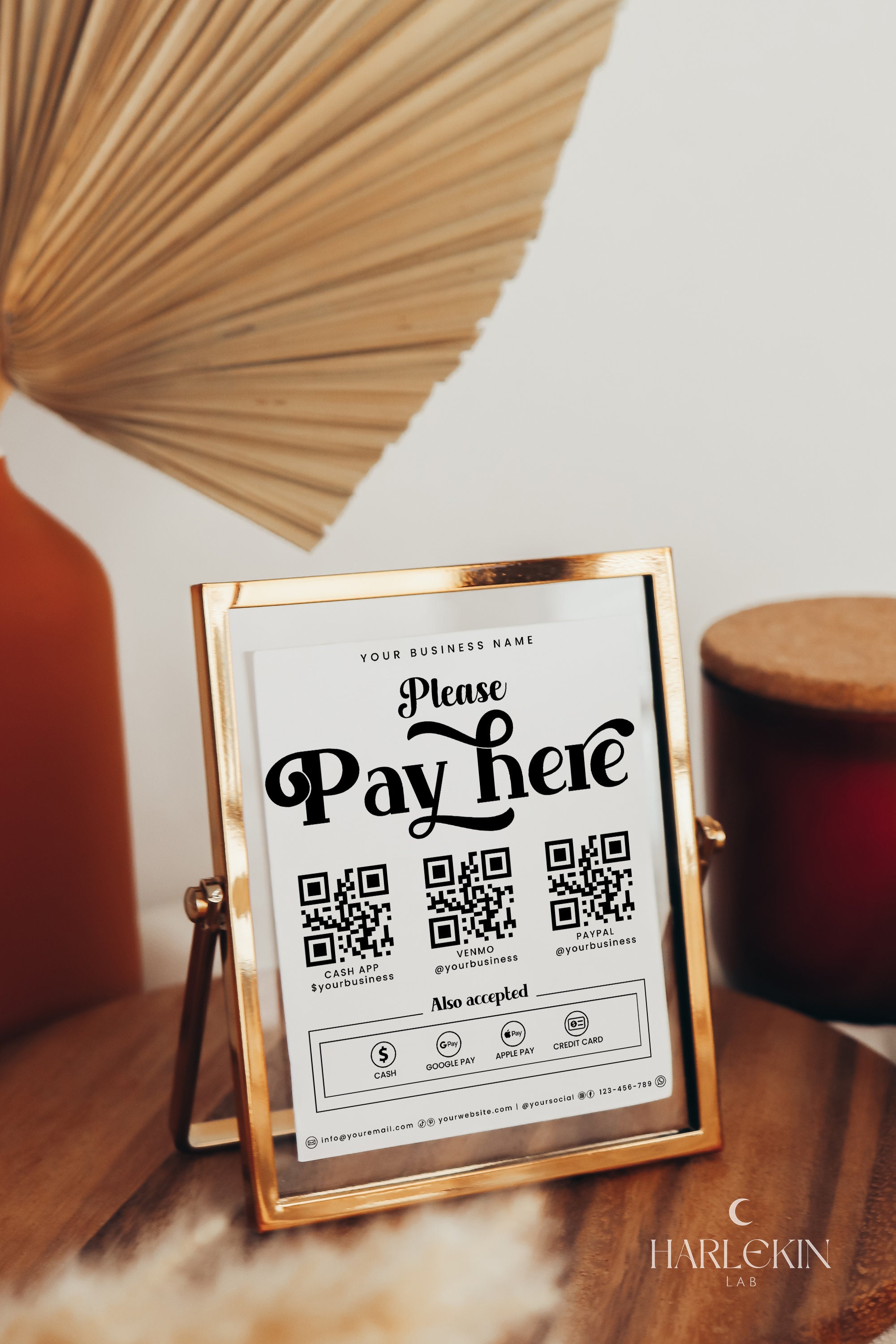 Editable Elegant Vendor Price List, DIY Scan to Pay Sign, Instant ...