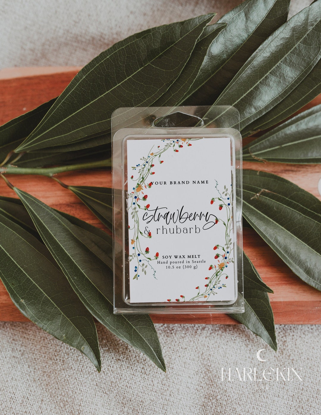 Editable Strawberry Wax Melt Label Template, DIY Modern Wax Tart ...