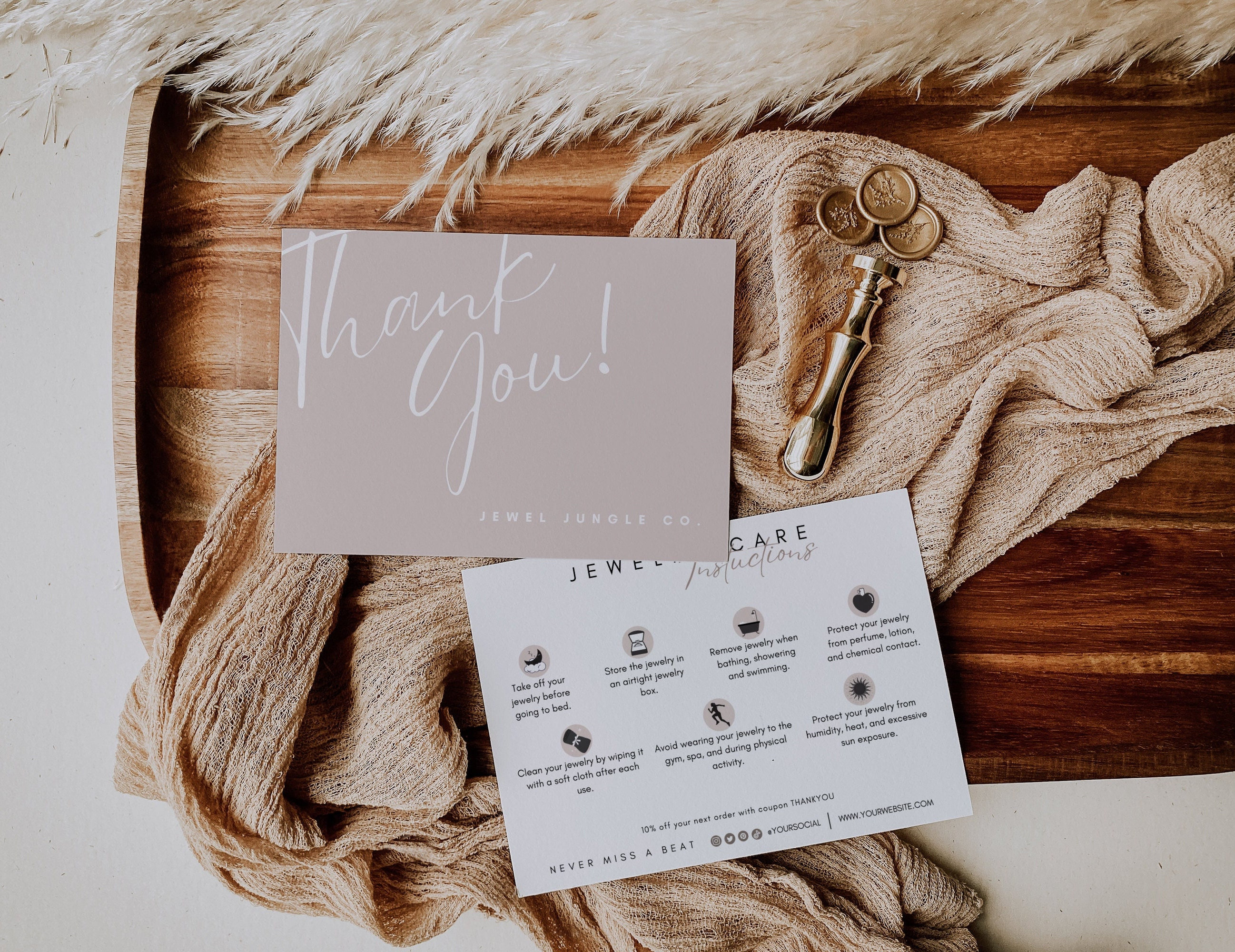 Editable Jewellry Care Card Template, Custom Business Thank You ...