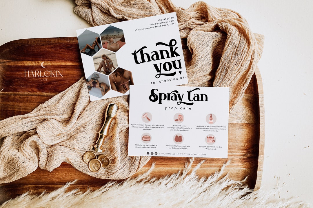 Editable Spray Tan Prep Card Template, DIY Artist Tanning Care Card ...