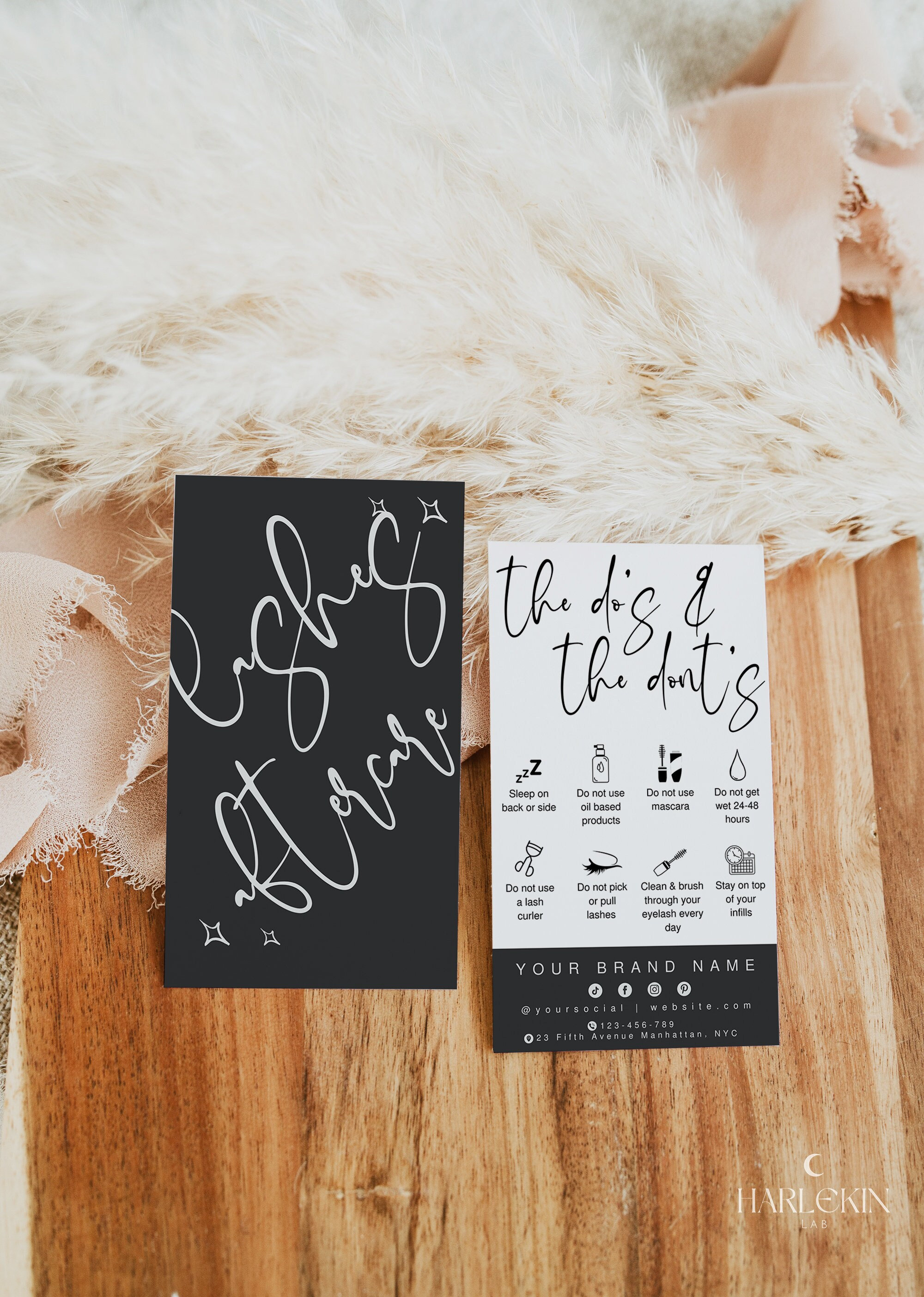 Editable Lash Aftercare Card, DIY Lash Extension Card, Eyelash Care ...