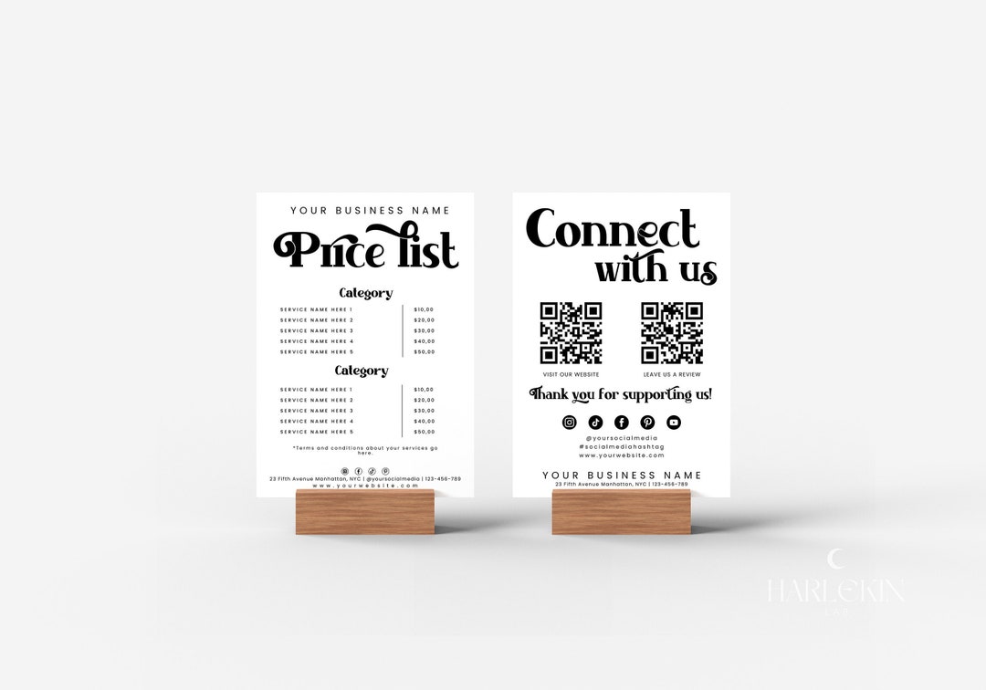 Editable Retro Vendor Price List, DIY Connect With Us, Instant Download ...