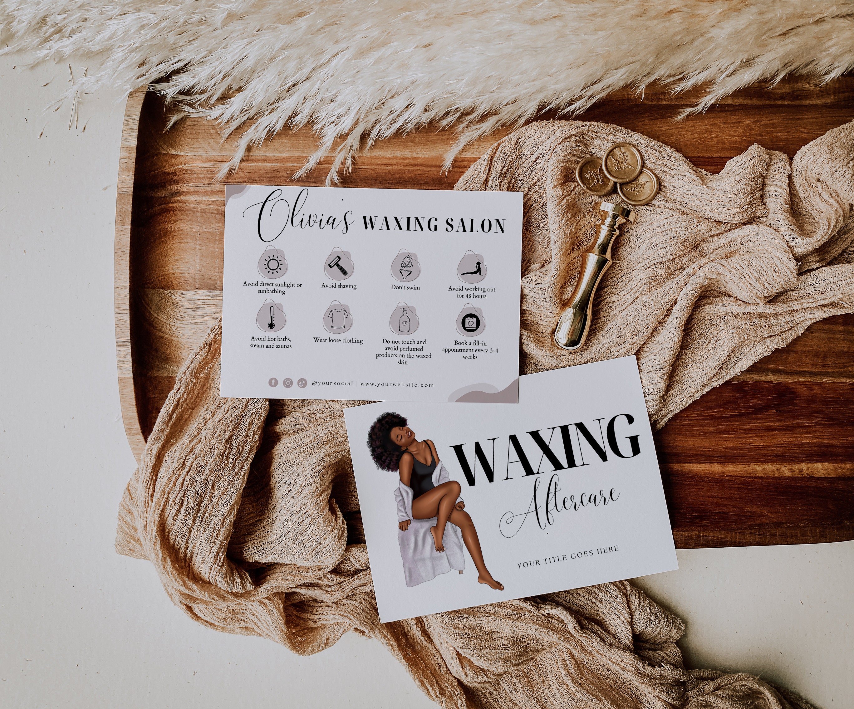 Editable Waxing Aftercare Card Template, DIY Hair Wax Care Card, Waxing ...