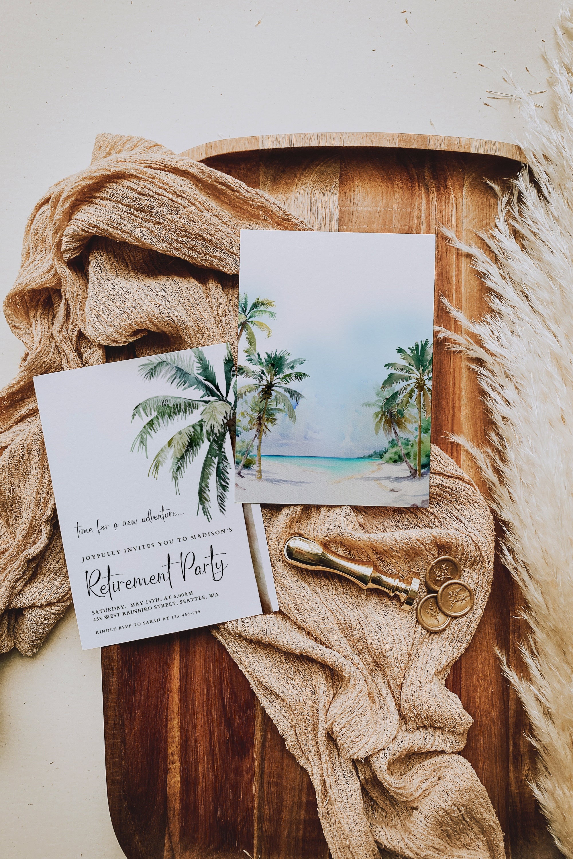 Editable Tropical Retirement Celebration Invitation Template, DIY ...