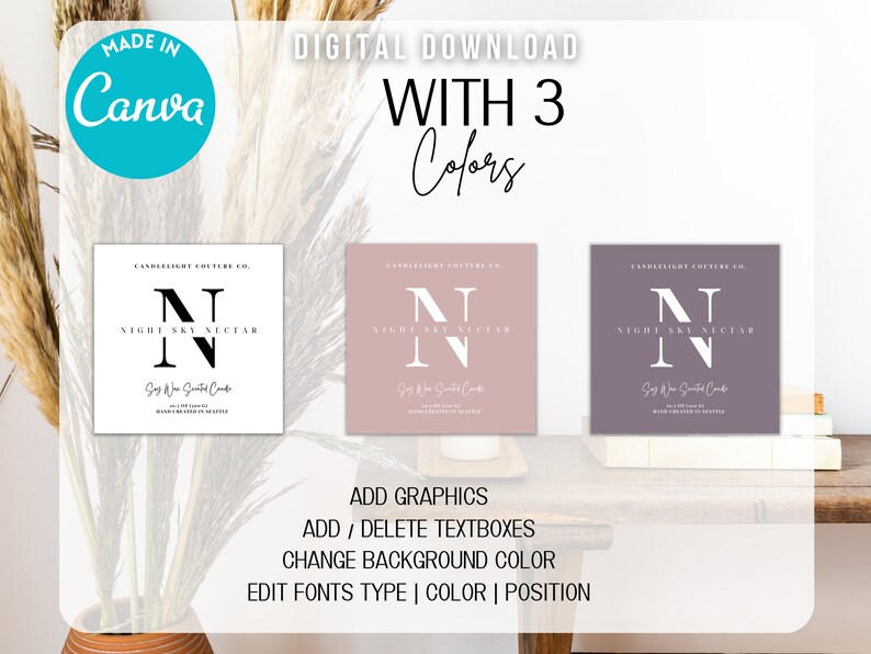 Fully Editable Candle Label, Customizable Canva Template, DIY ...