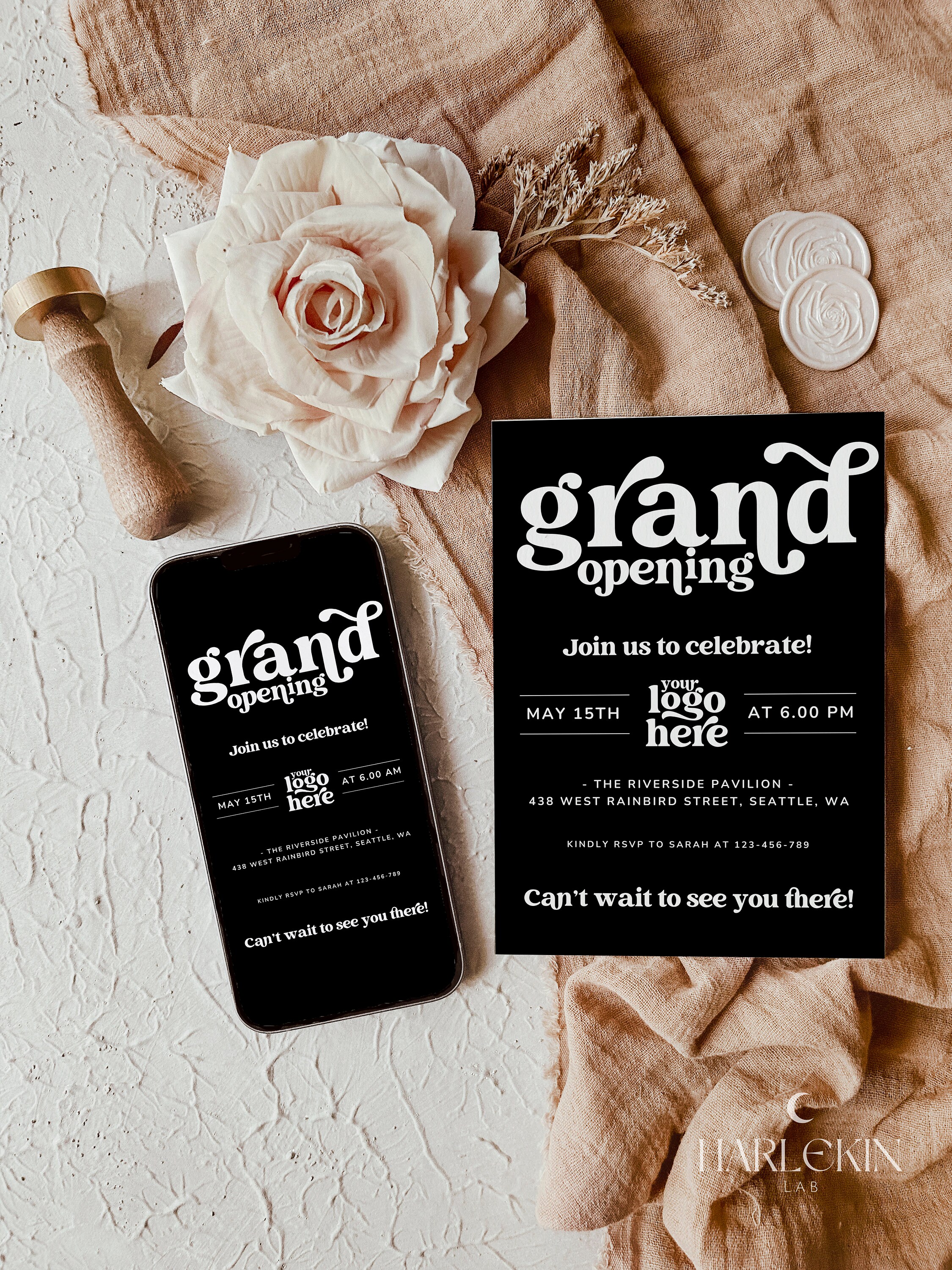 Trendy Grand Opening Business Invitation Template, DIY Modern Special ...