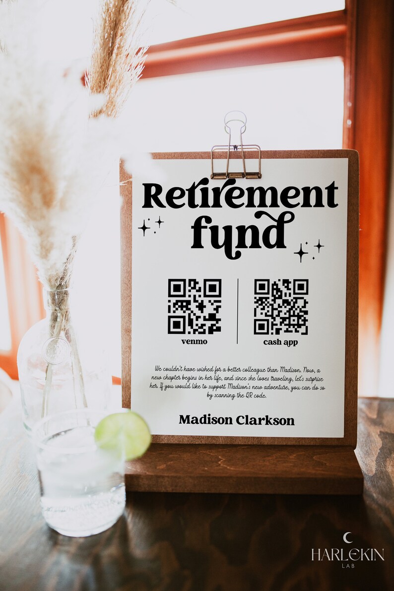 Editable Modern Retirement Celebration QR Code Sign Template, DIY ...