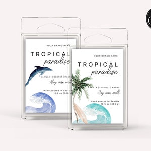 Editable Tropical Summer Wax Melt Label Template, DIY Beach Modern Wax ...