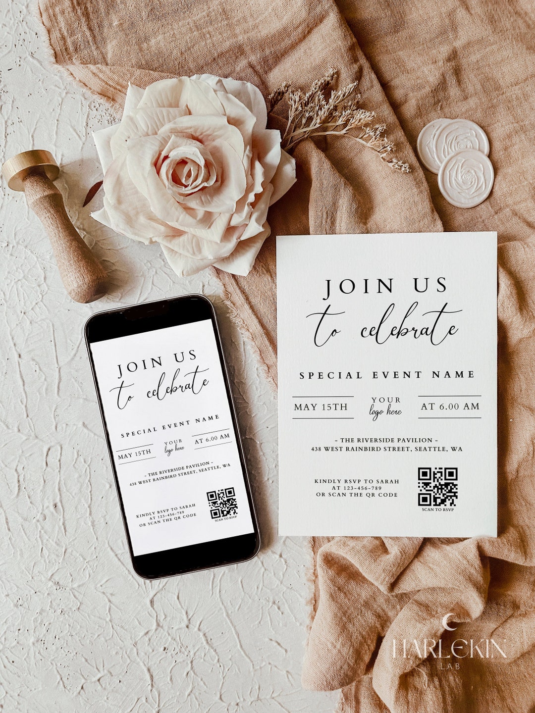 Modern Business Invitation Template, Minimalist QR Code Special Event ...