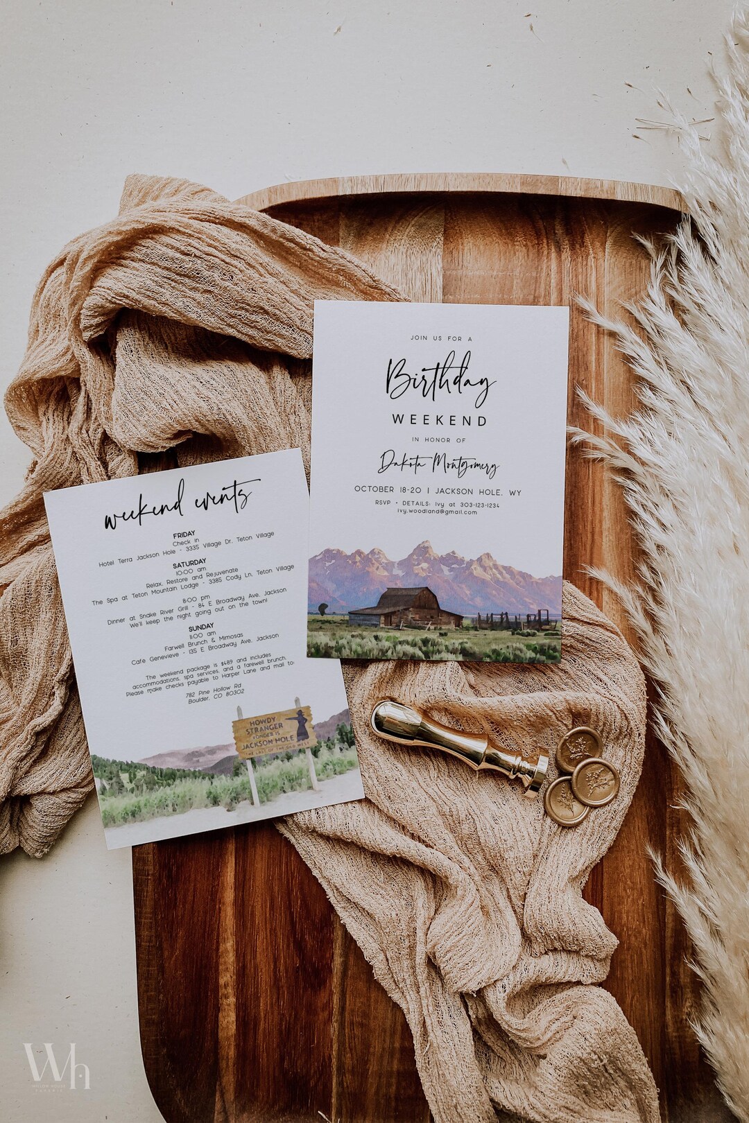 JACKSON HOLE Birthday Weekend Invitation Template, Watercolor Wyoming ...