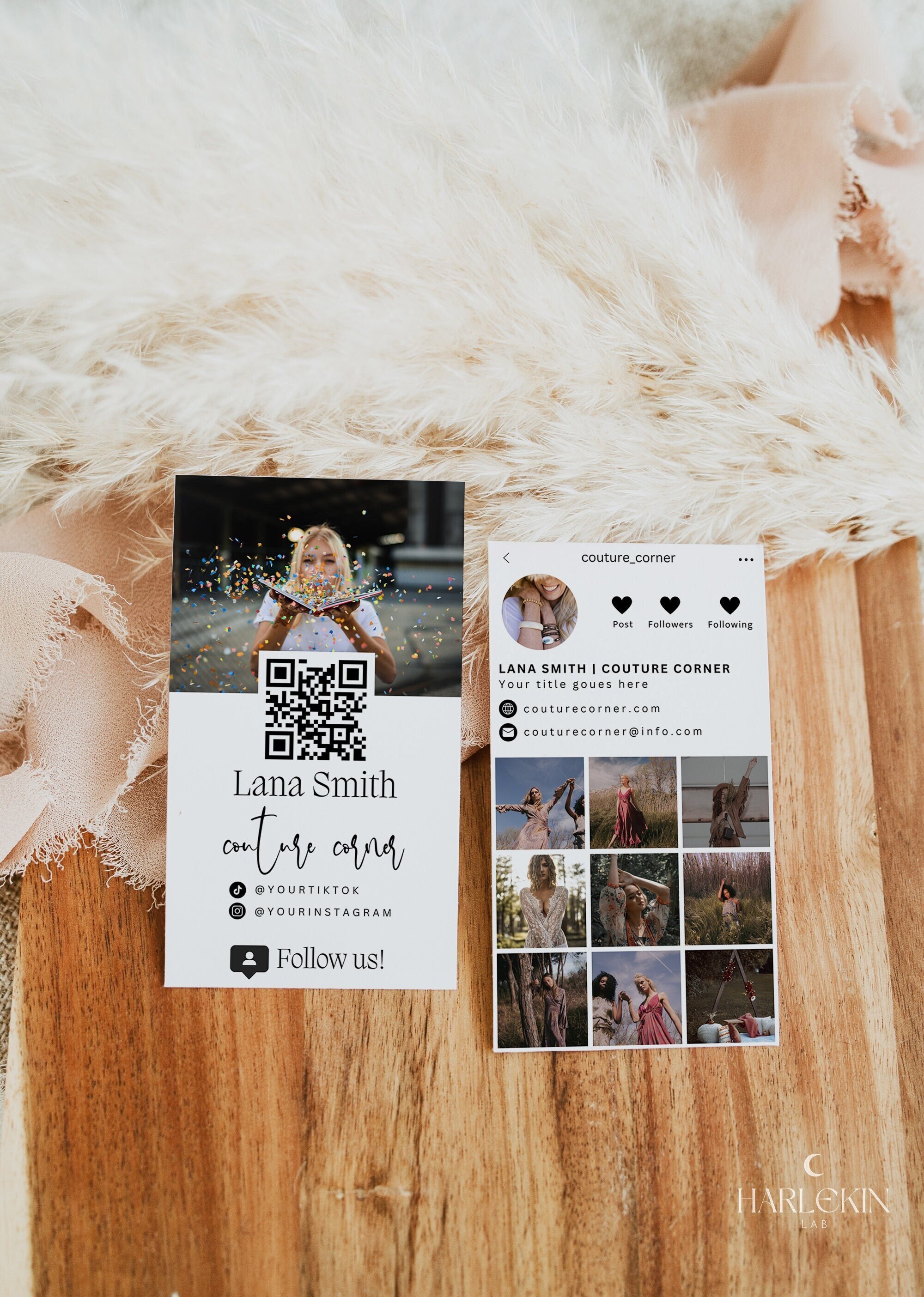 Printable Instagram Style Business Card With QR Code, Name Card ...