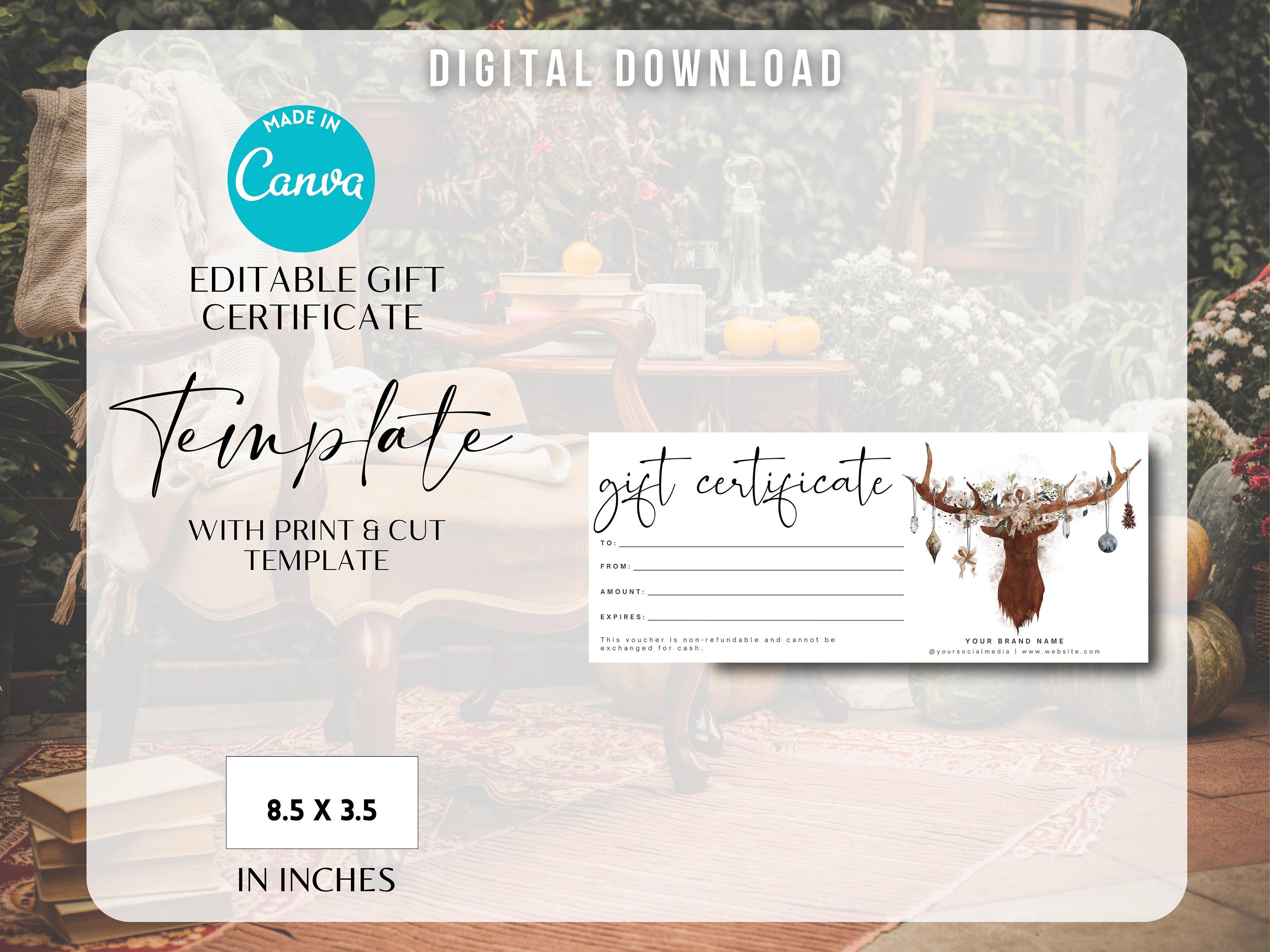 Editable Holiday Gift Voucher Certificate Template - Etsy