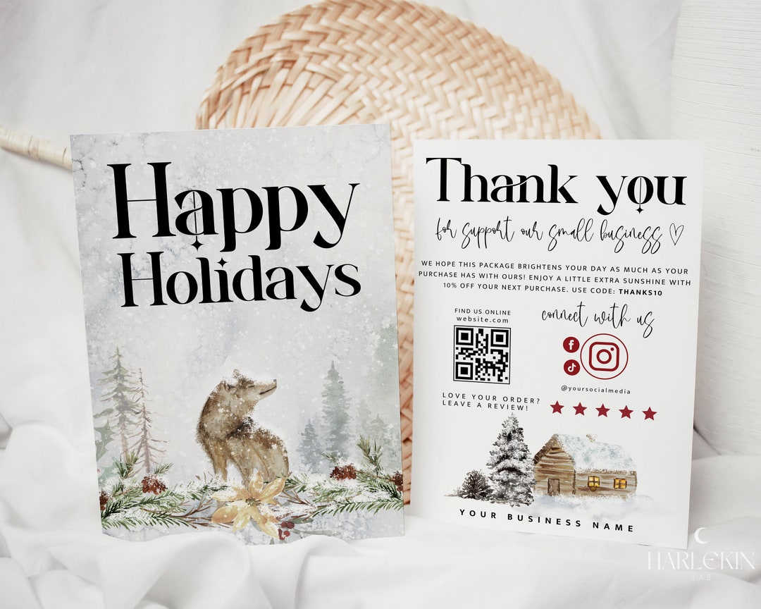 Editable Christmas Thank You Card, Customizable Thanks Note, DIY Winter ...