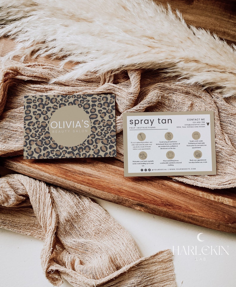 Editable Spray Tan Prep Card Template DIY Artist Tanning Care - Etsy