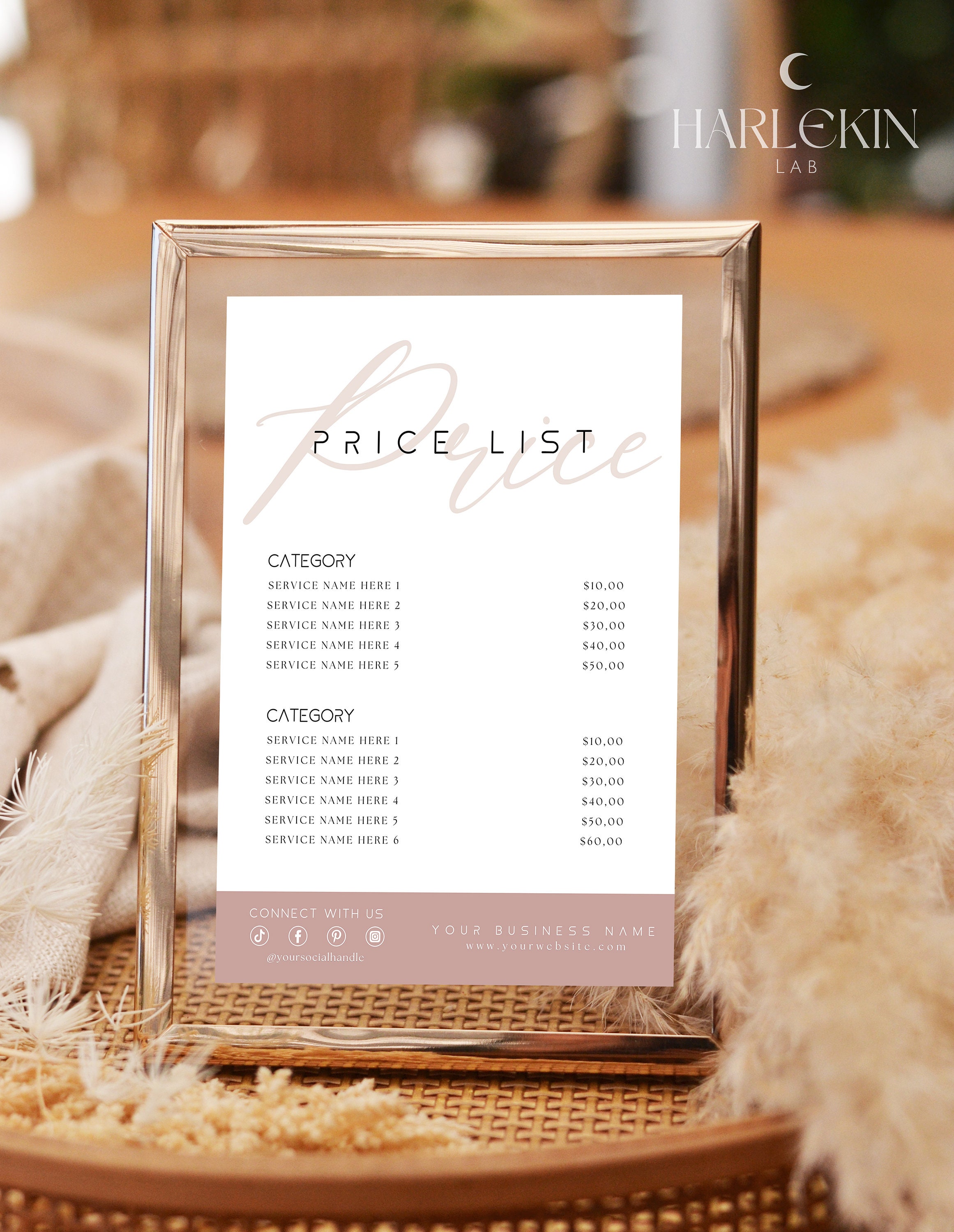 Editable Elegant Vendor Price List DIY Printable Salon Price - Etsy