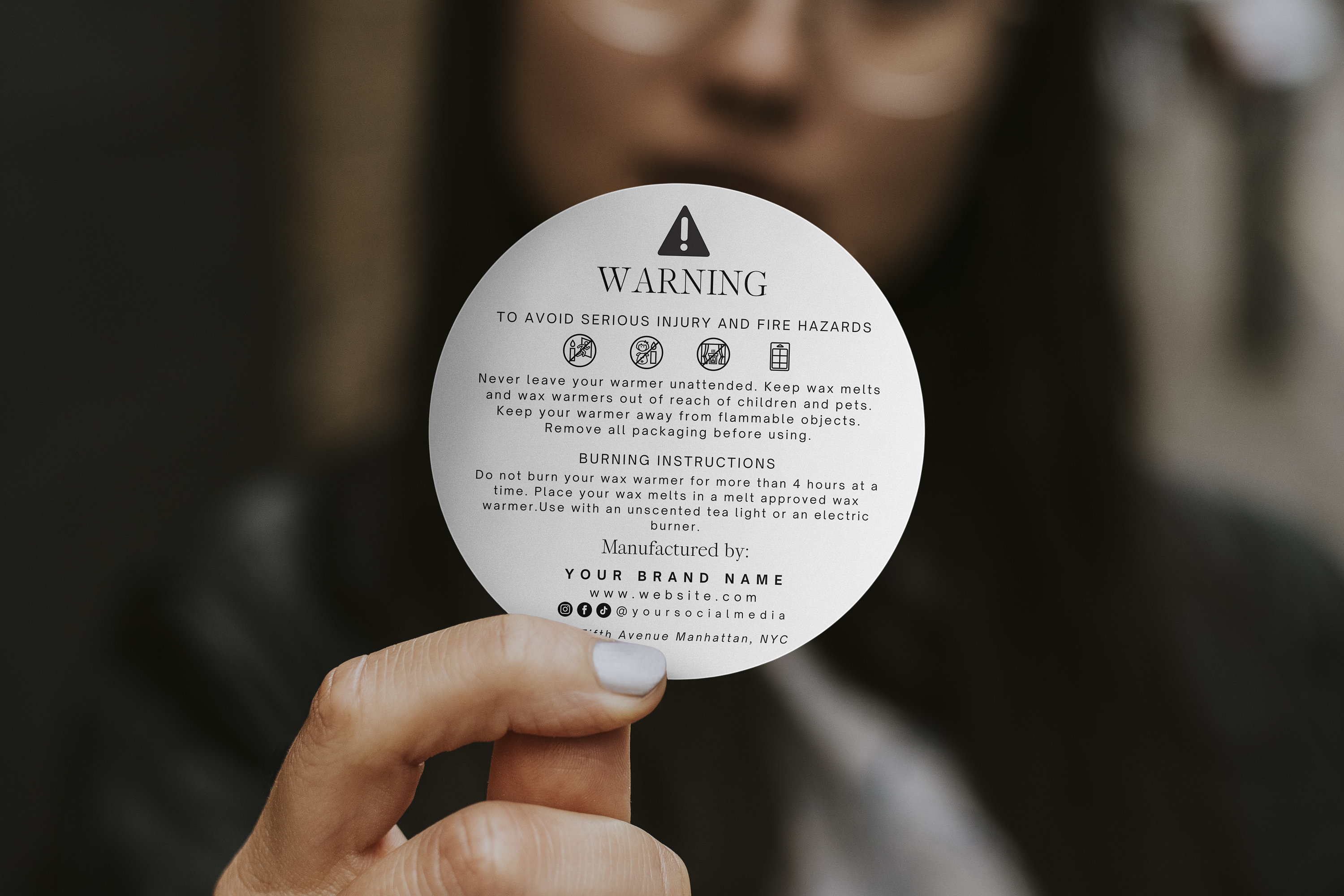 Editable Wax Melt Warning Label Template, DIY Burning Instruction ...