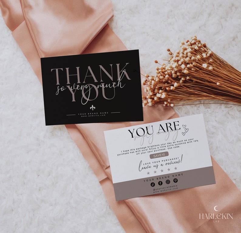 Editable Thank You Card, Custom Thanks Note, Package Insert, DIY ...