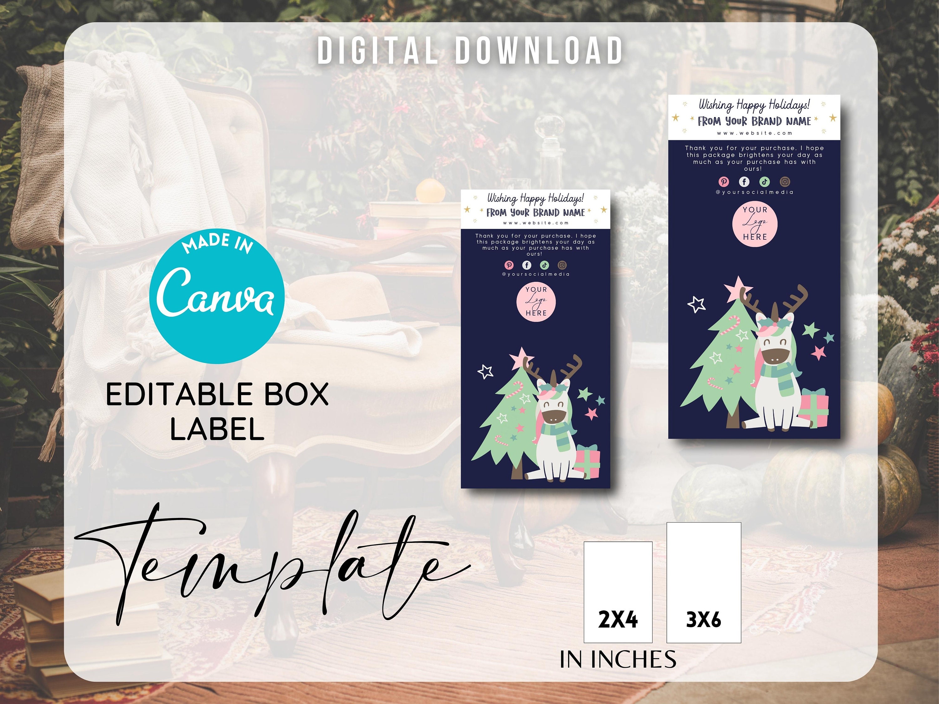 Editable Christmas Box Label Template Winter Shipping Label - Etsy