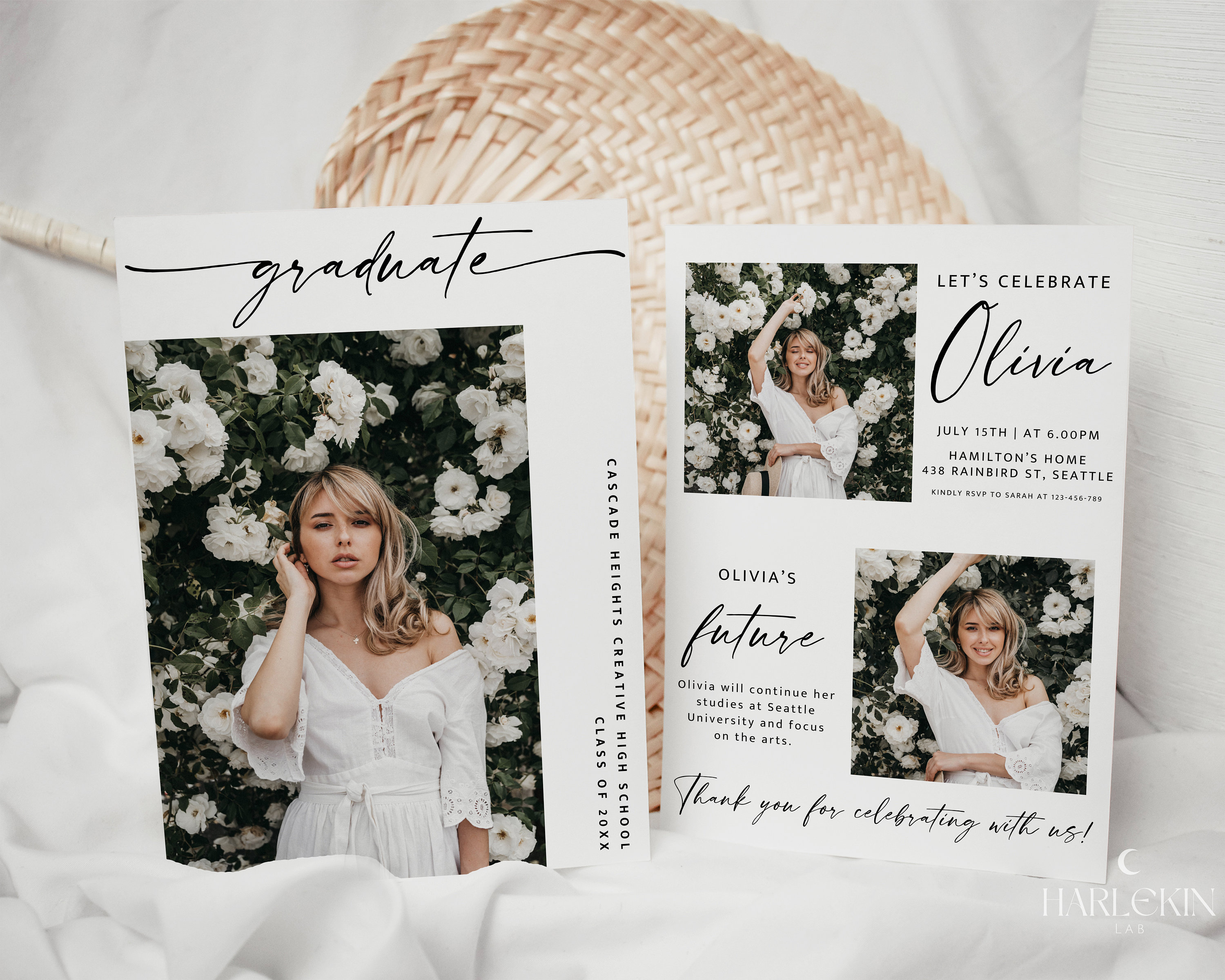 Editable Boho Graduation Announcement Card, DIY Senior Announcement ...