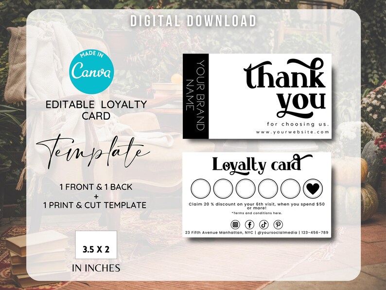 Editable Loyalty Card Templates, Modern Customer Cards, Printable ...