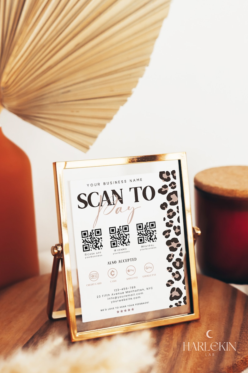 Printable QR Code Sign Leopard Scan to Pay Sign Safari - Etsy
