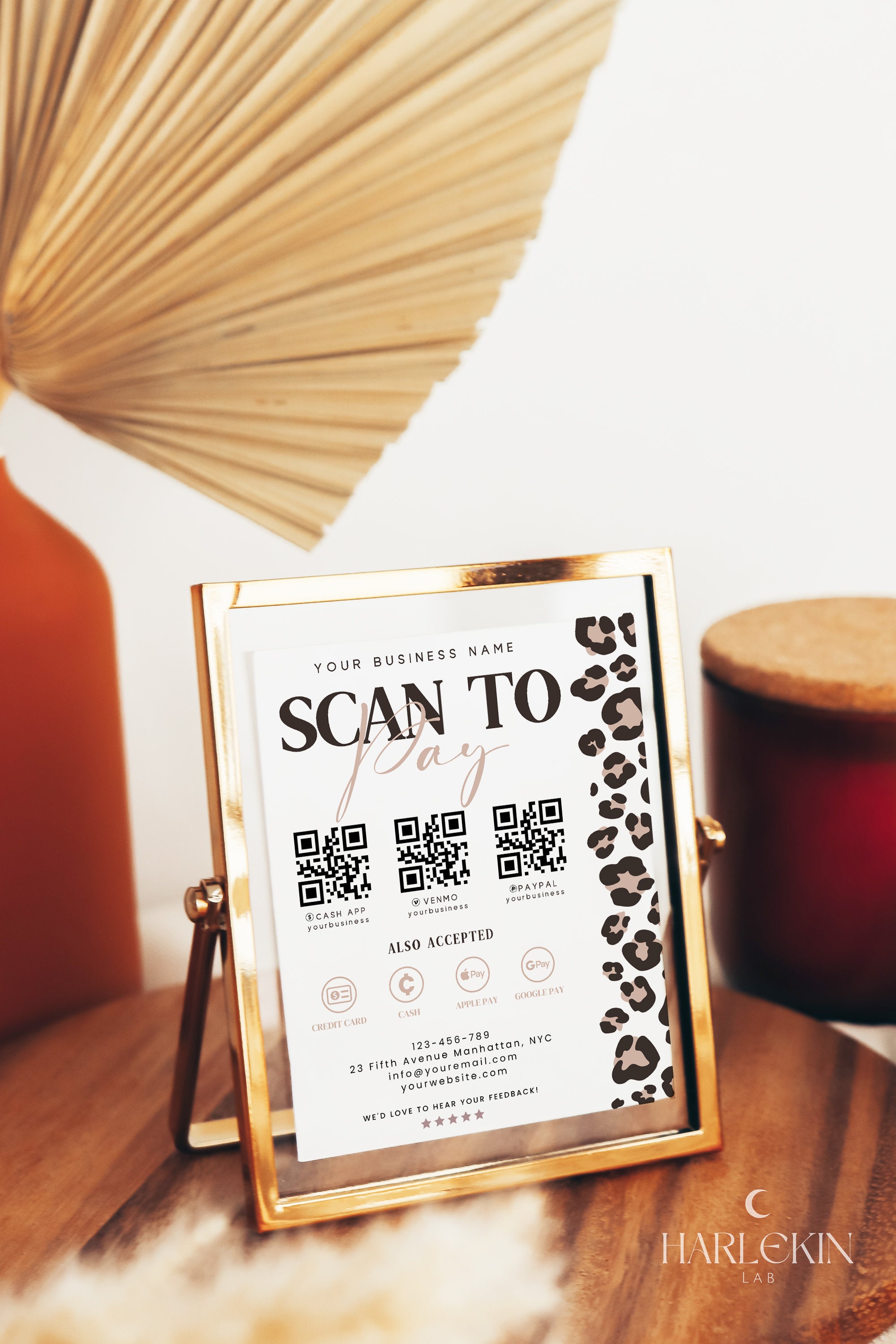 Printable QR Code Sign, Leopard Scan to Pay Sign, Safari Cashapp Paypal ...