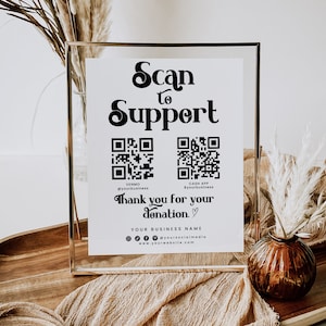 Editable Scan to Donate Sign, DIY QR Code Sign, Cashapp Paypal Scan to ...